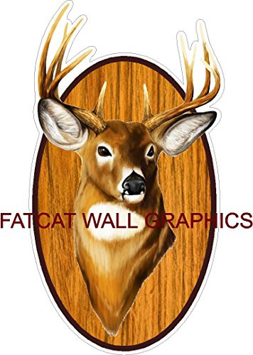 Deer Buck Head Mounted On Oval Wall Decal Hunting Camo Doe Movable ...