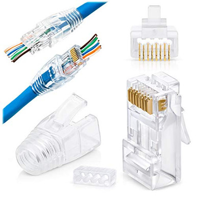 RJ45 Cat6 6a Pass Through Connectors for a Thick 23 AWG Large Diameter ...