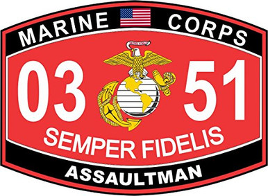 Assaultman Marine Corps MOS 0351 USMC US Marine Corps Military Window ...