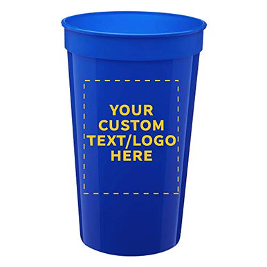 Large Plastic Stadium Cups - 22 oz - 10 Pack - Customizable Text Logo ...