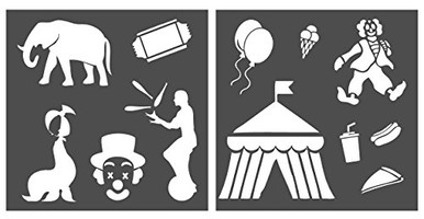Auto Vynamics - STENCIL-CIRCUSSET01-10 - Detailed Circus Carnival Fair ...
