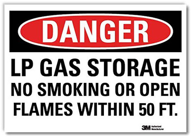SmartSign Danger - LP Gas Storage No Smoking Or Open Flames Within 50 ...