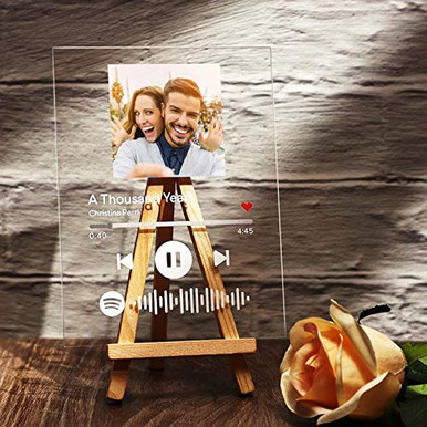 VEELU Personalized Acrylic Song Photo Album Cover with Wooden Holder ...
