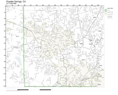 ZIP Code Wall Map of Powder Springs GA ZIP Code Map Not Laminated ...