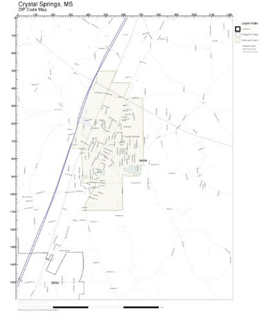 ZIP Code Wall Map of Crystal Springs MS ZIP Code Map Not Laminated ...