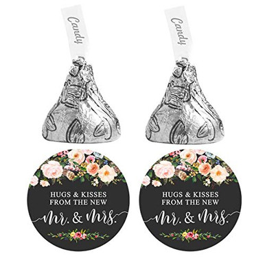 200 x Hugs and Kisses from The New Mr. and Mrs. Stickers Wedding Candy ...