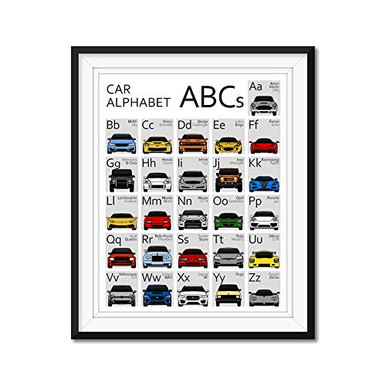 ABC Car Nursery Poster Alphabet Chart for Toddlers Babies and Kids 26 ...
