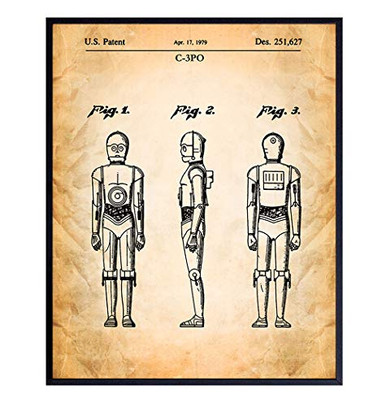 Star Wars C3P0 Wall Art Decor Patent Print - 8x10 Vintage Home ...