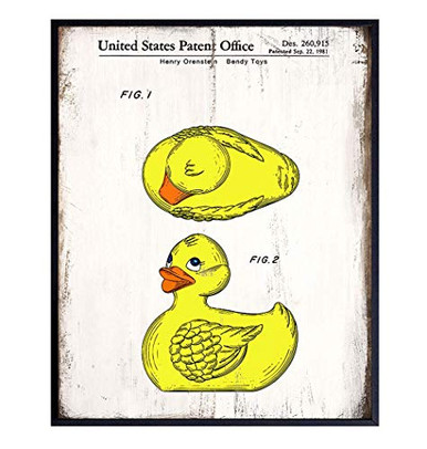 Rubber Ducky Patent Print - 8x10 Vintage Bathroom Wall Art Photo -Retro ...