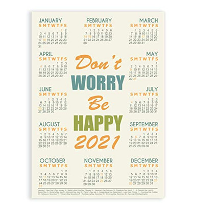 12 Month Inspirational Quote Wall Calendar 2021 Famous Saying Extra ...