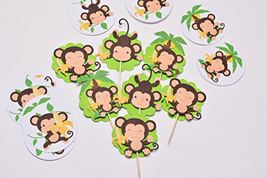 12 Monkey Themed Cake Toppers Monkey Baby Shower Cake Toppers ...