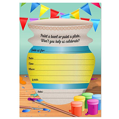 Pottery Painting Birthday Party Invitations Set of 10 Fill-in Blank 5x7 ...