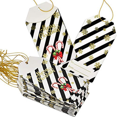50 Pack Christmas Card Gift Holder Tags with Ribbon Tie Strings ...