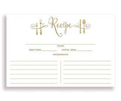 White and Gold Recipe Cards Set of 25 4x6 inches. Double Sided Thick ...
