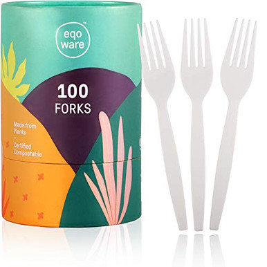 eqoware Certified Compostable Forks Made from Plants 100 Pack 7 inch ...