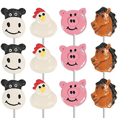 Farm Animals Lollipops Suckers Cow Rooster Horse Pig Fat-Free ...