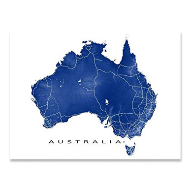 Australia Map Wall Art Print 8x10 Australia Poster Art 24x36 Handmade ...