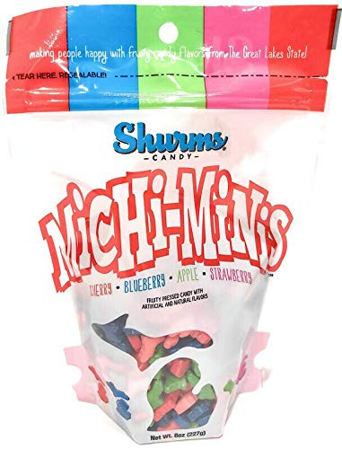Michi-Minis Shurms Michigan Shaped Fruit Flavored Hard Shell Candy - 8 oz Resealable Bag ...
