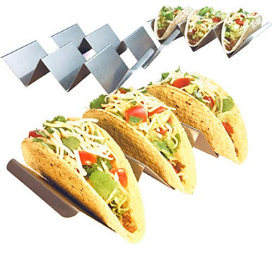 4 Pack Jumbo Taco Holder Stand Stainless Steel - Taco Tray - Enhanced ...