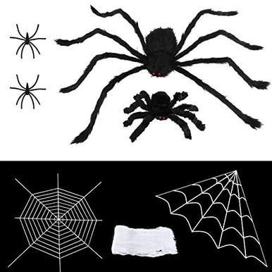 Halloween Decorations 1 Pack Fake Spider Web?1 Pack Giant Spider Web ...