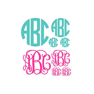 8 Piece Monogram Letters Set - 1 inch 2 inch 3 inch Vinyl Die Cut Decal ...