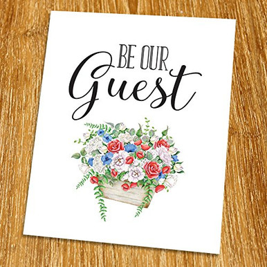 Be our guest Print Unframed Watercolor Floral Guest Room Decor Entrance ...