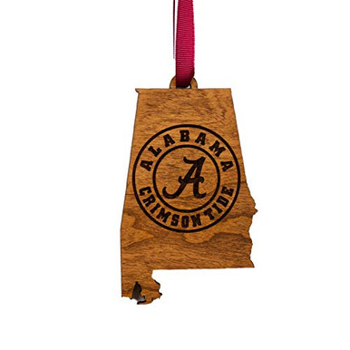 LazerEdge NCAA Wooden Ornament Alabama Crimson Tide - State Map with ...