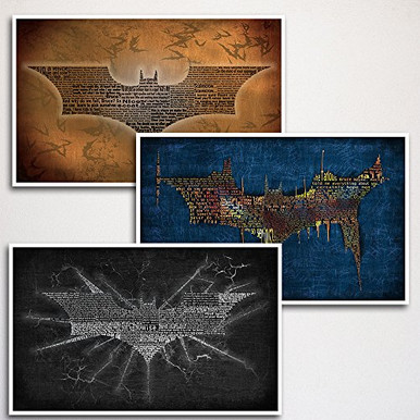 Batman Word Art Print Three Set - 11x17 inch unframed typography art ...