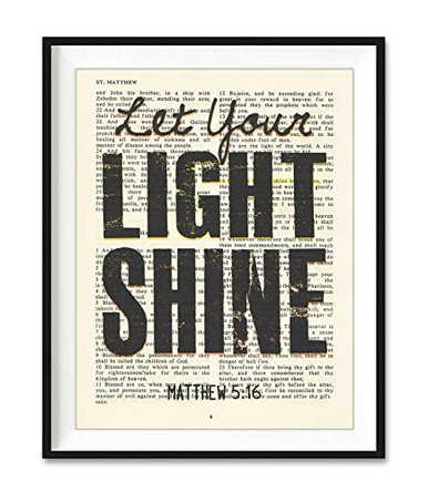 Let Your Light Shine Matthew 5 16 Christian Art Print Unframed Vintage ...