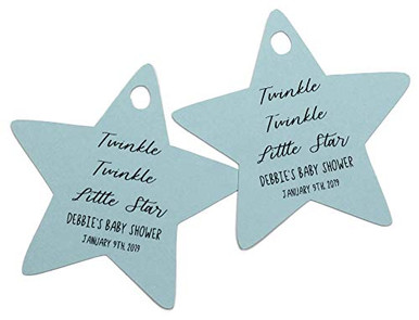 Light Blue Twinkle Twinkle Little Star Baby Shower - Star Shaped Tags ...