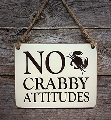 No Crabby Attitudes Sign - Beach House Sign - Funny Sign - Crab Decor ...