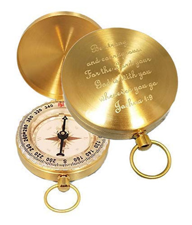 Personalized Pocket Compass Engraved Joshua 1 9 Be Strong and ...