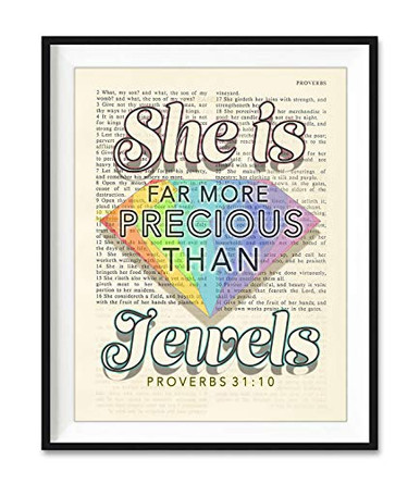 Vintage Bible Page Verse Scripture - She Is Far More Precious Than ...
