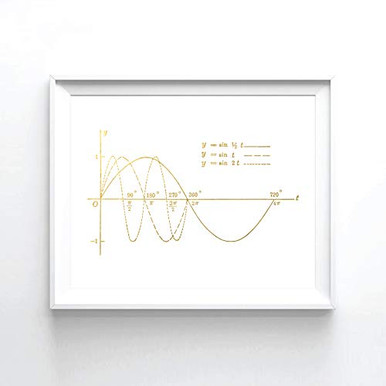 Sine Curve I Gold Foil Art Print Math Lover Gold Print Sine Curve Gold ...