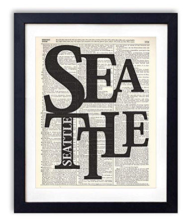 Seattle Typography Upcycled Vintage Dictionary Art Print 8x10 ...