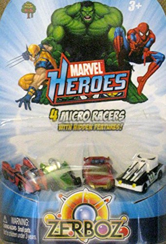 Marvel Zerboz Heroes 4 Micro Racers The Punisher Ironman Spiderman and ...