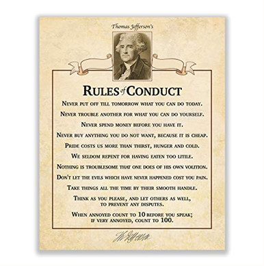 inch Thomas Jefferson s Rules of Conduct -Inspirational Wall Art Sign ...