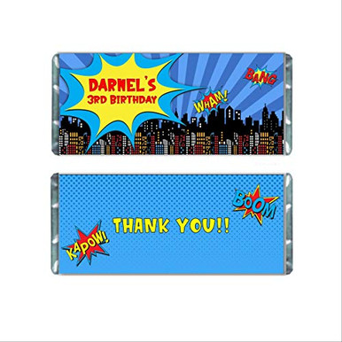 Comic Super Hero Personalized Candy Bar Wrappers for Chocolate Boys ...