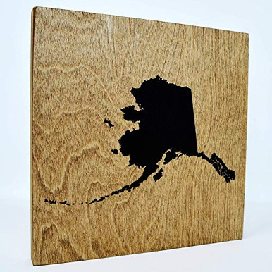 Alaska Wall Decor - 8x8 Decorative AK Map Wood Box Sign - Ready To Hang ...