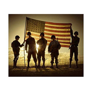 inch Soldiers Holding Up American Flag inch Patriotic Wall Art Sign -10 ...