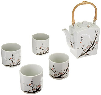 Happy Sales Japanese Cherry Blossom Tree Tea Set (1 pot & 4 cups ...
