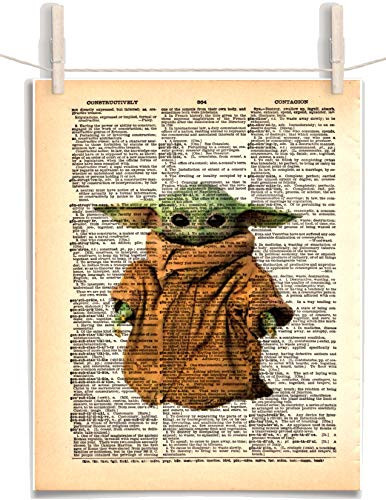 Star Wars Mandalorian The Child Baby Yoda 8.5 x 11 Vintage Dictionary ...