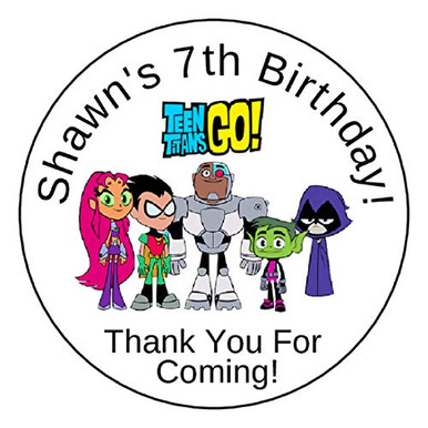 Teen Titans Go Stickers Birthday Party Labels for Tags Personalized 12 ...