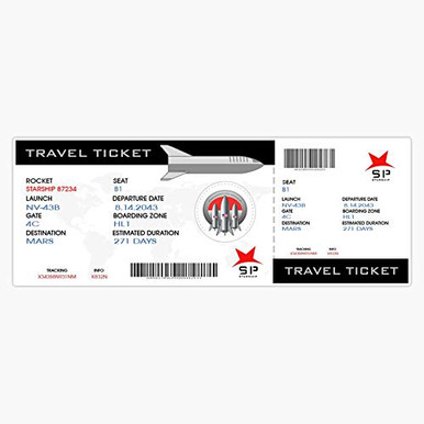 SpaceX Starship Travel Ticket Vinyl Stickers Waterproof Decal Car ...