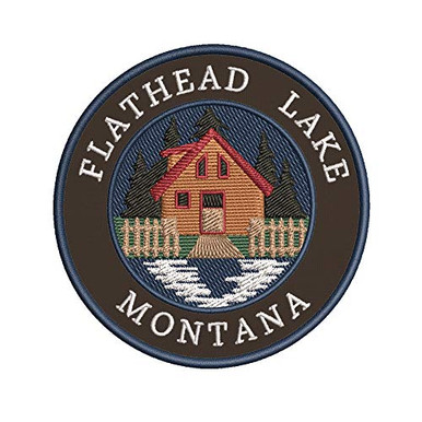 Cabin by The Lake - Flathead Lake - Montana 3.5 inch Embroidery DIY ...