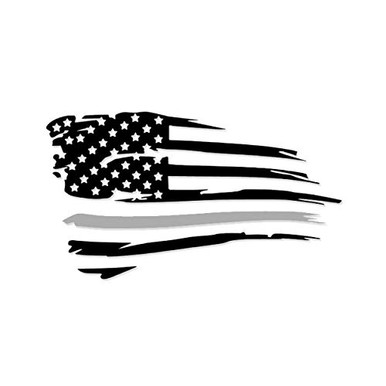 Distressed American Flag Vinyl Decal Sticker Thin Gray Line ...