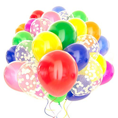 120 Pack Rainbow Balloons plus White Confetti Balloons w Ribbon Rainbow ...