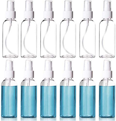 Spray Bottles Plastic Mini Empty - 12 Pack 3.4oz 100ml Fine Mist Clear ...