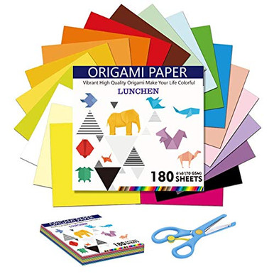 Origami Paper 180 Sheets for Kids Crafts Craft Colored Paper Set Double ...