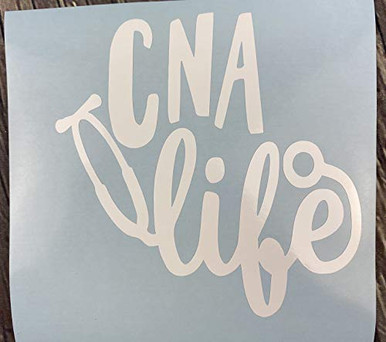 CNA Life Stethoscope White Vinyl Decal New Gift - Warehousesoverstock